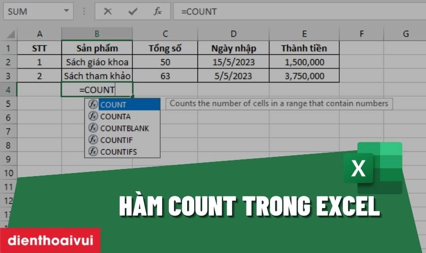 Hàm COUNT trong Excel là gì? Cách dùng hàm COUNT chi tiết
