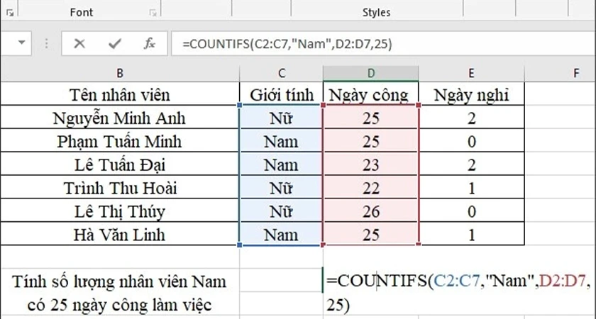 Hướng dẫn cách dùng hàm COUNT IF trong Excel, Google Sheet